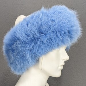 Fox Fur Headband-hat, Blue Color Fluffy Thick Fur, Woman Gift. - Etsy