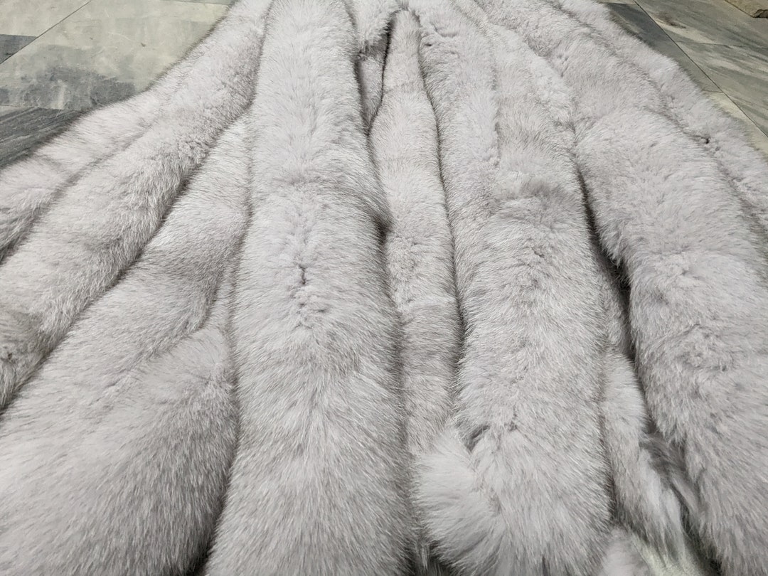 Blue Fox Fur Trim: Thick Handmade DIY Scarf Collar Cuff - Etsy