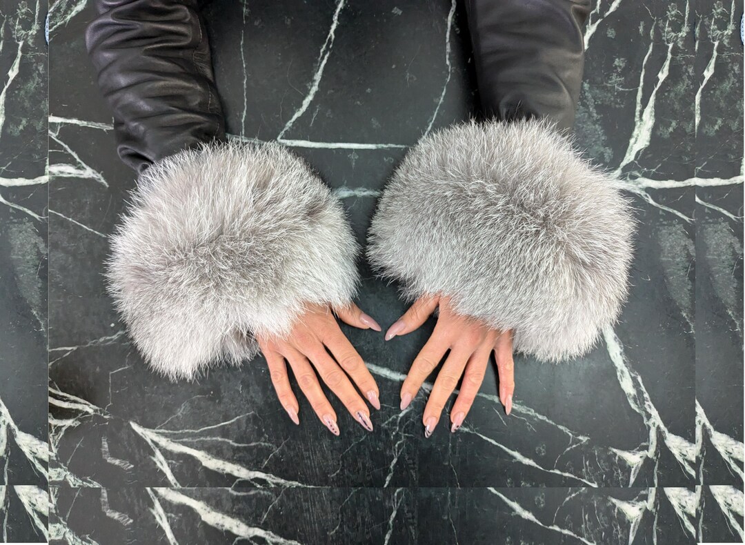 Fox Fur Cuffs Silver Gray Coat Accessory, Handmade - Etsy