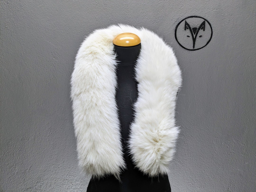 Handmade Pearl White Fox Fur Scarf, Soft Warm Neck Warmer - Etsy