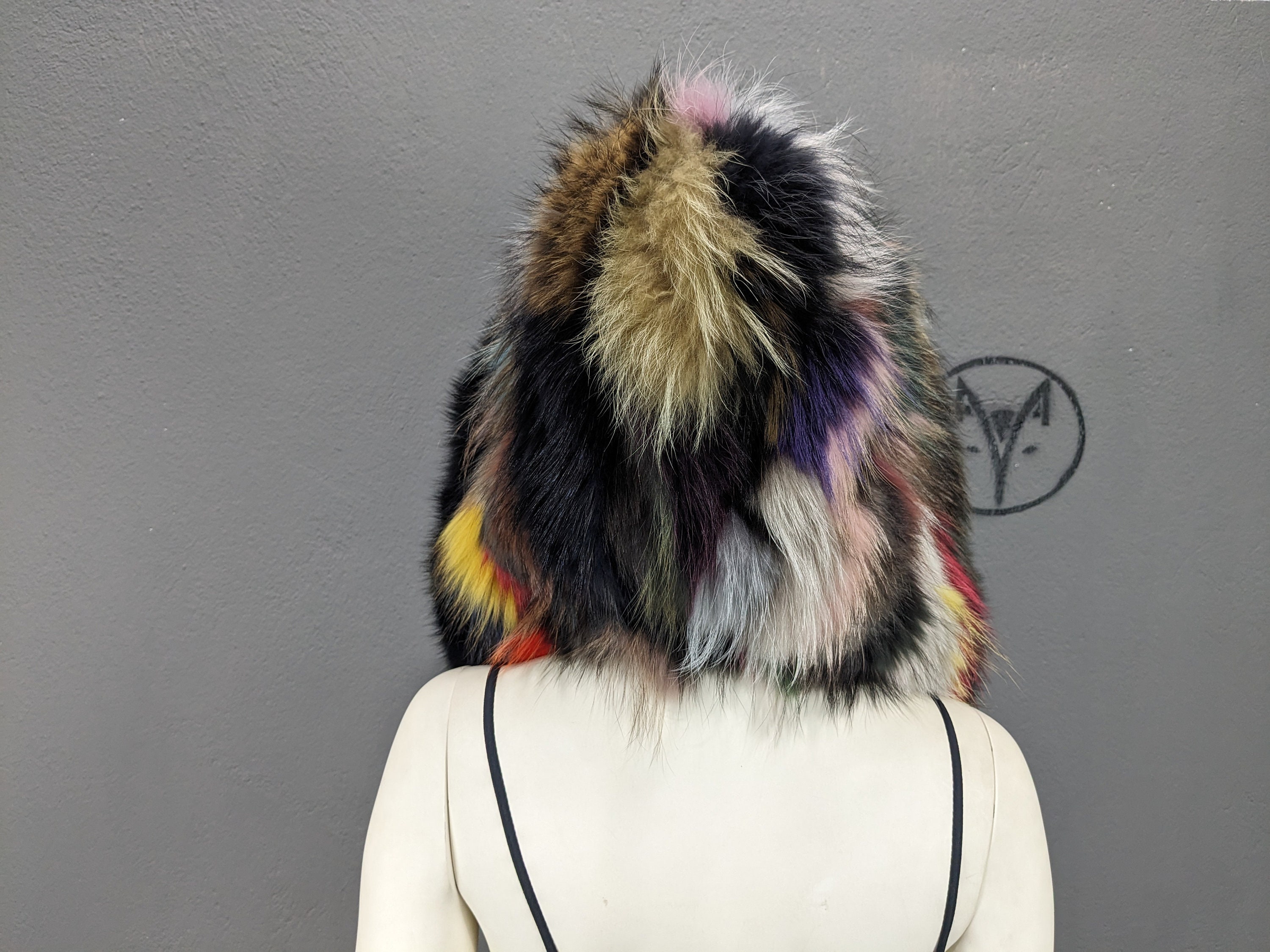 Fur Hood Black and Colourful Attached With Elastic Loops on - Etsy