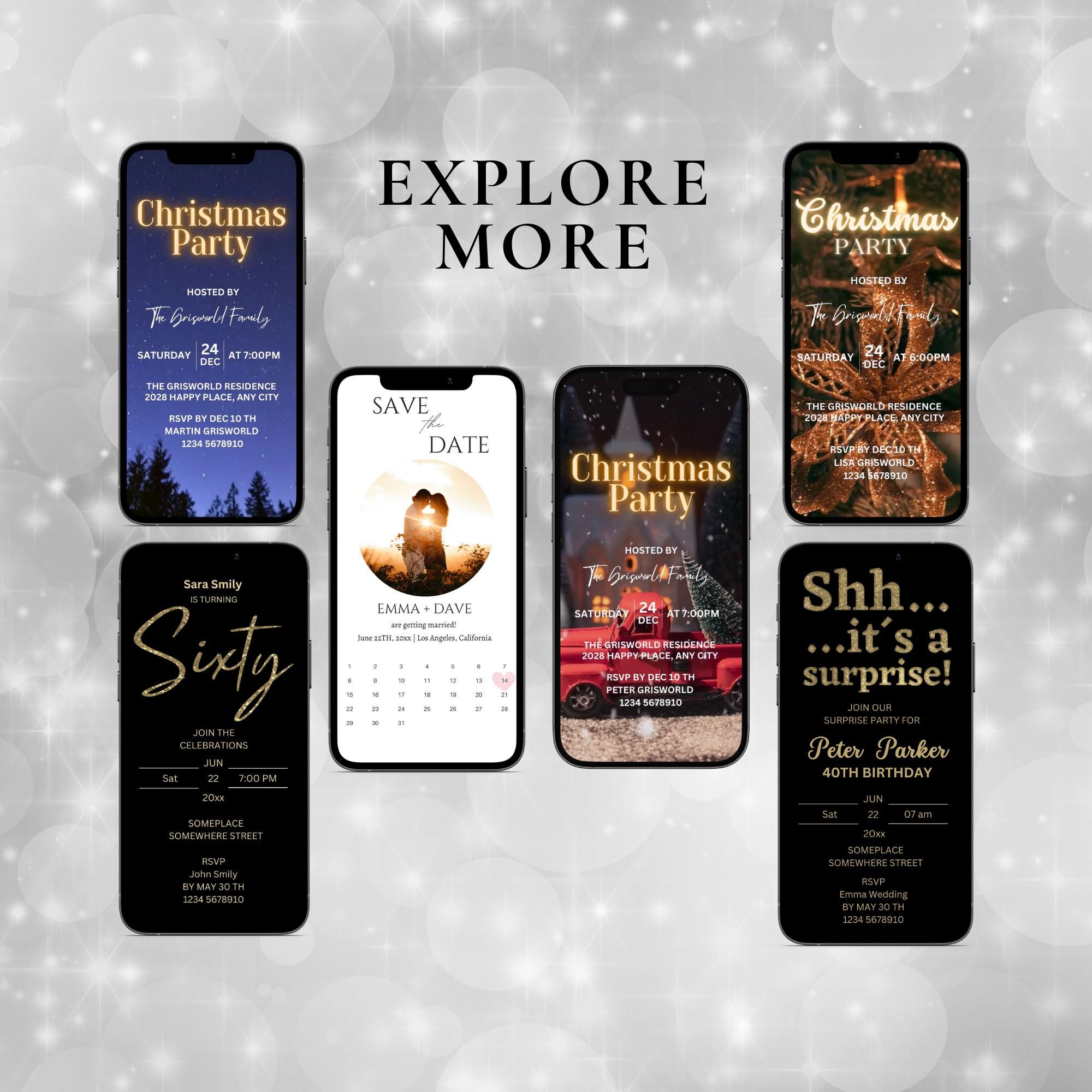 Animated Christmas Party Invitation Digital Canva Template Holiday ...