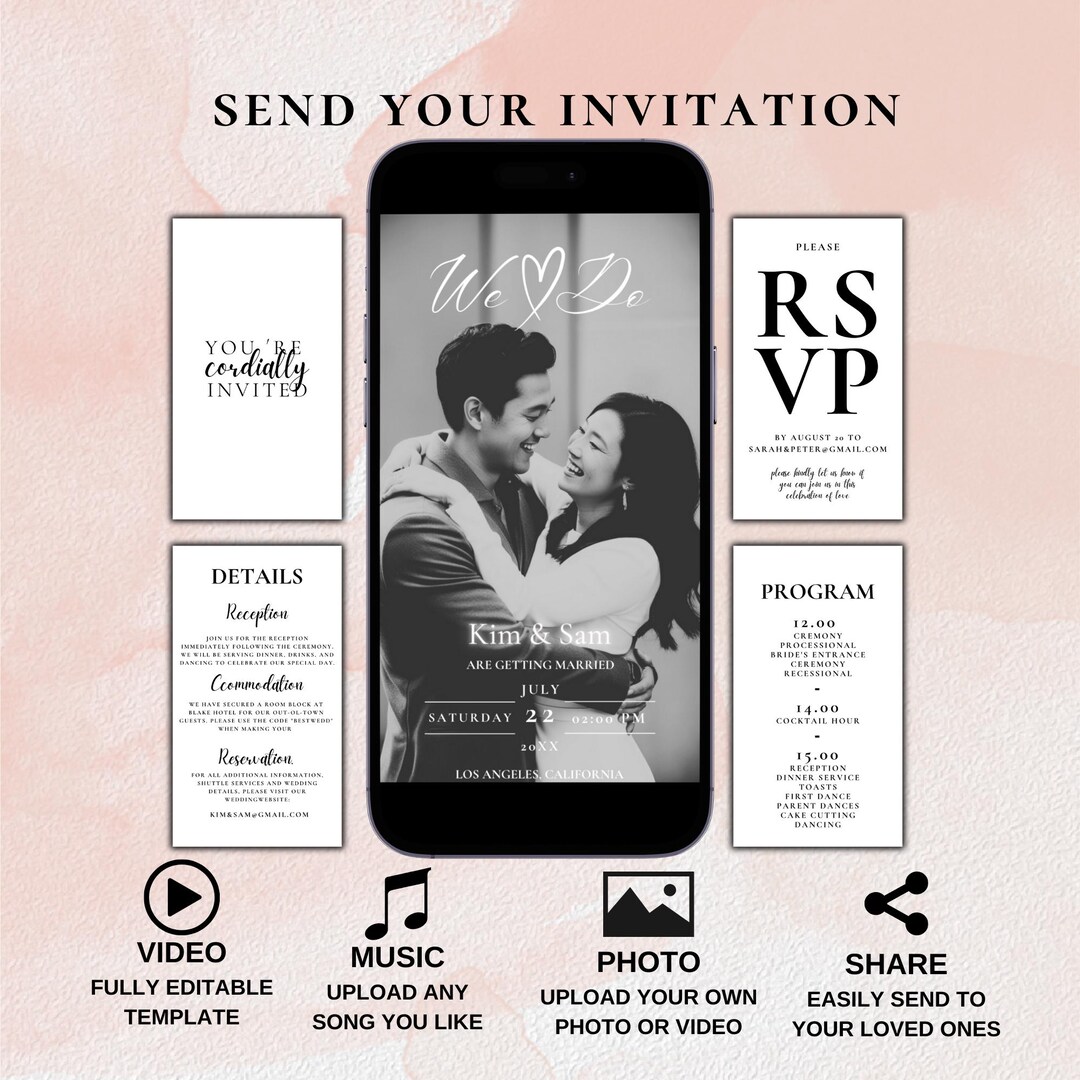 Digital Wedding Invitation, Animated Wedding Invitation, Wedding ...