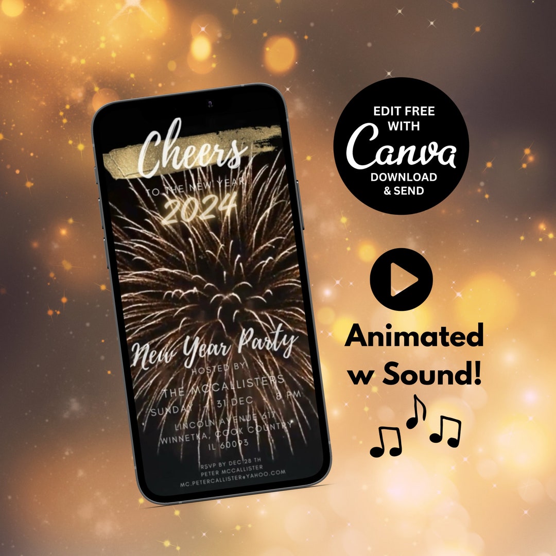 Cheers New Year's Eve Party Invitation Video Template New Year's Eve ...