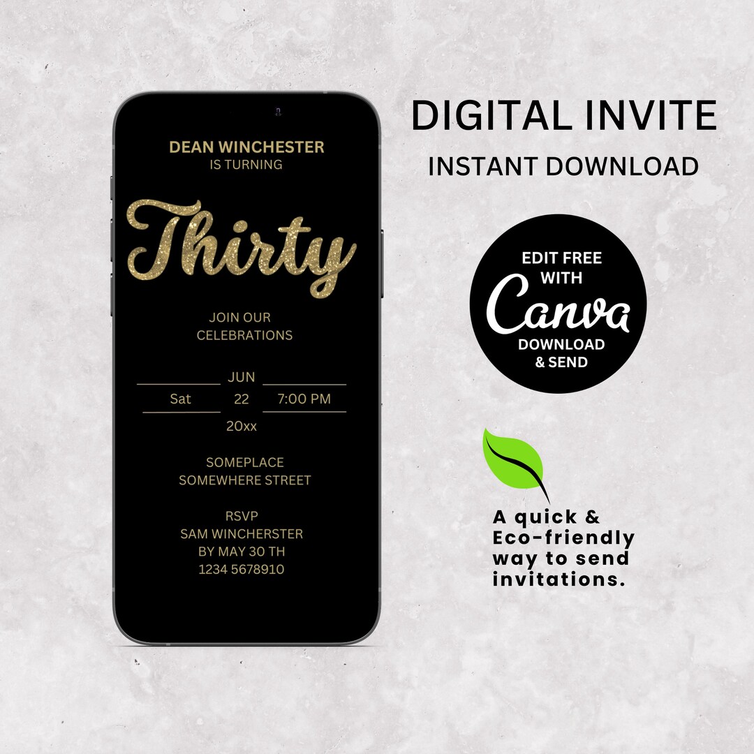 Thirty, 30th, Birthday Invite, Evite, E-invite, Invitation Template ...