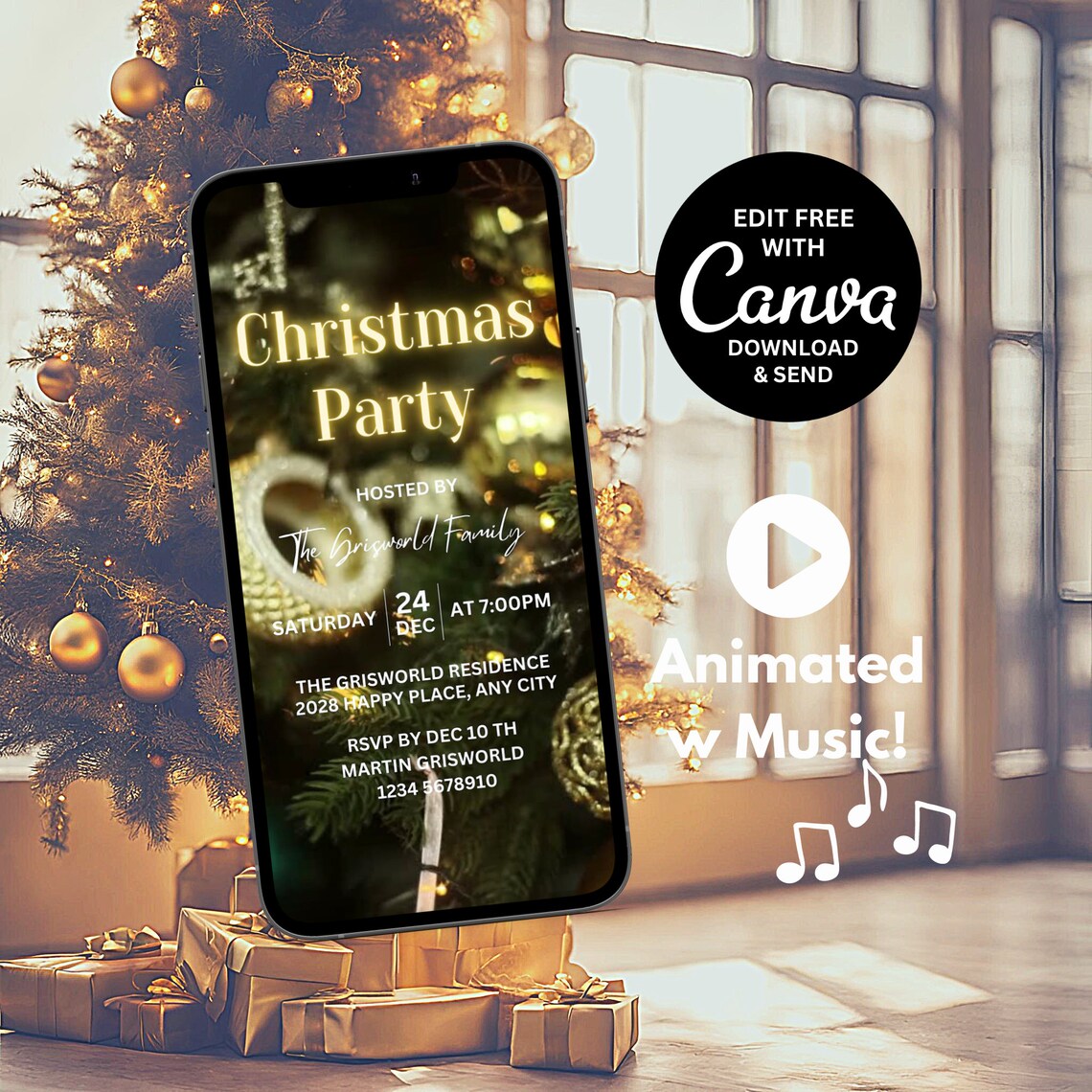 Christmas Party Invitation Video Template Christmas Party Invitation ...