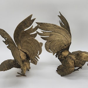 Vintage Brass Fighting Roosters - Etsy