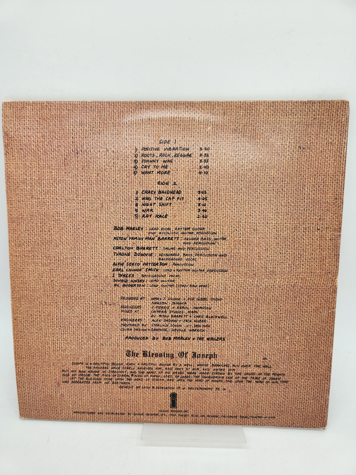 Bob Marley & the Wailers " Rastaman Vibration" Vinyl LP Island Records ...