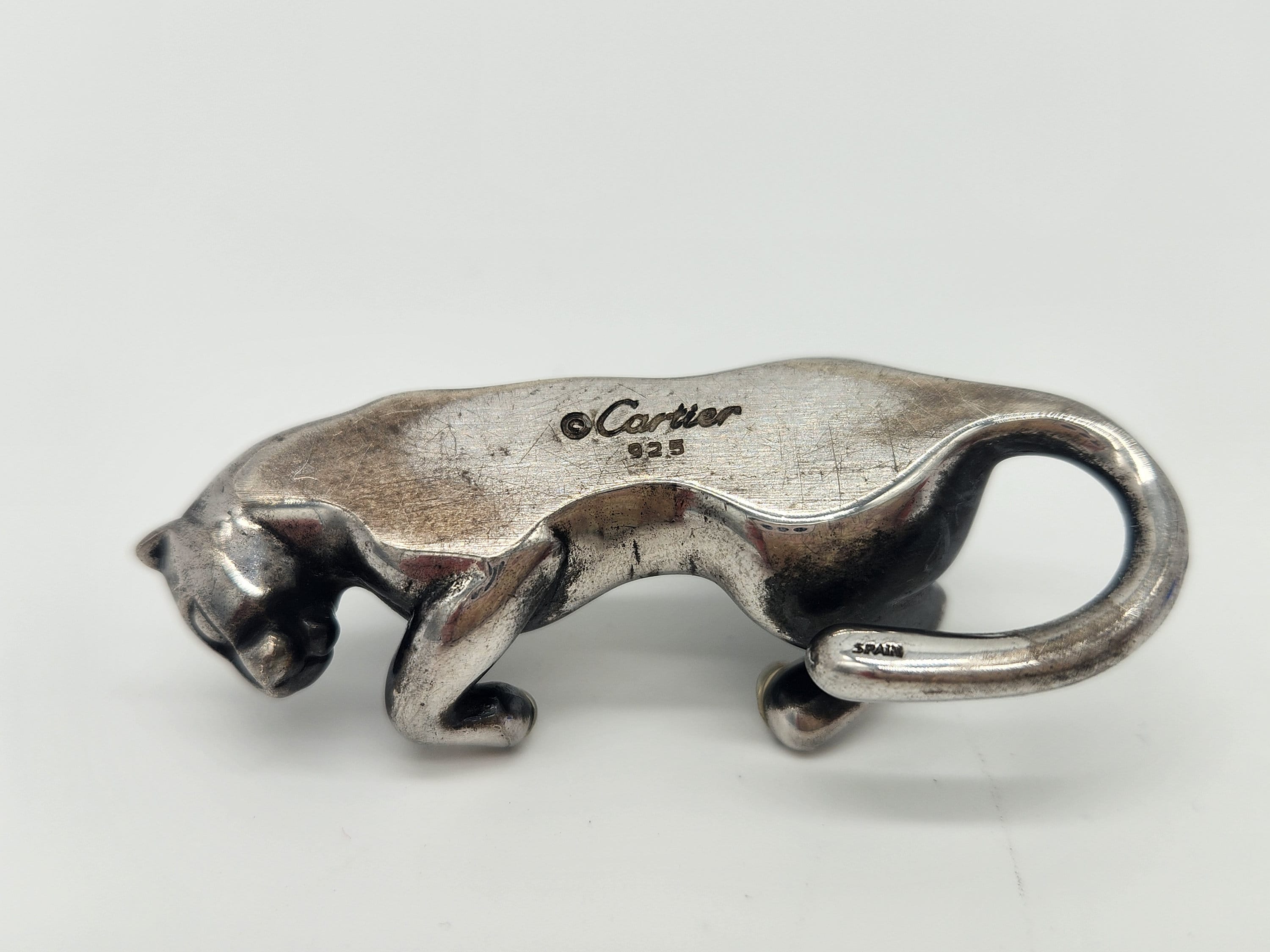Cartier Panthere Sterling Silver Cat and Blue Crystal Ball Paperweight ...