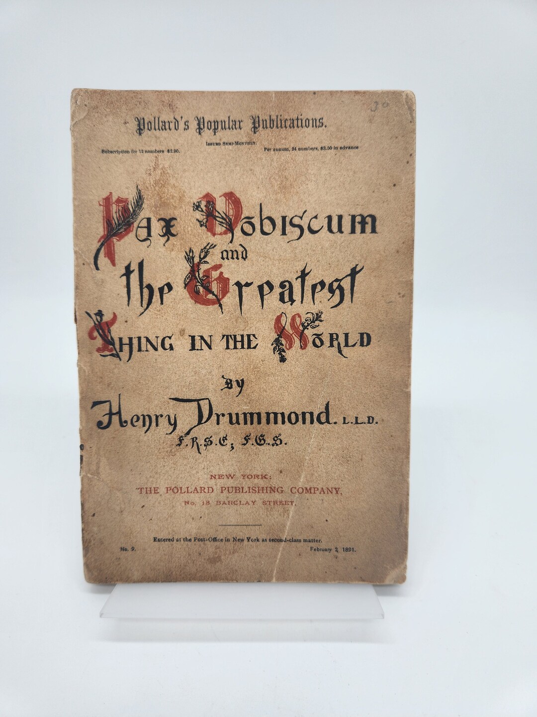 Pax Vobiscum, and the Greatest Thing in the World- Henry Drummond -1891 ...