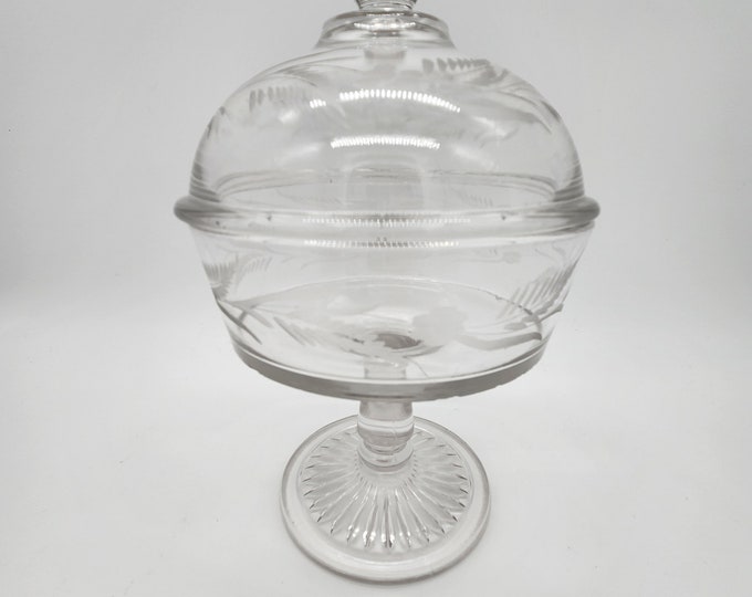 Glass Pedestal Lidded Candy Dish - Etsy