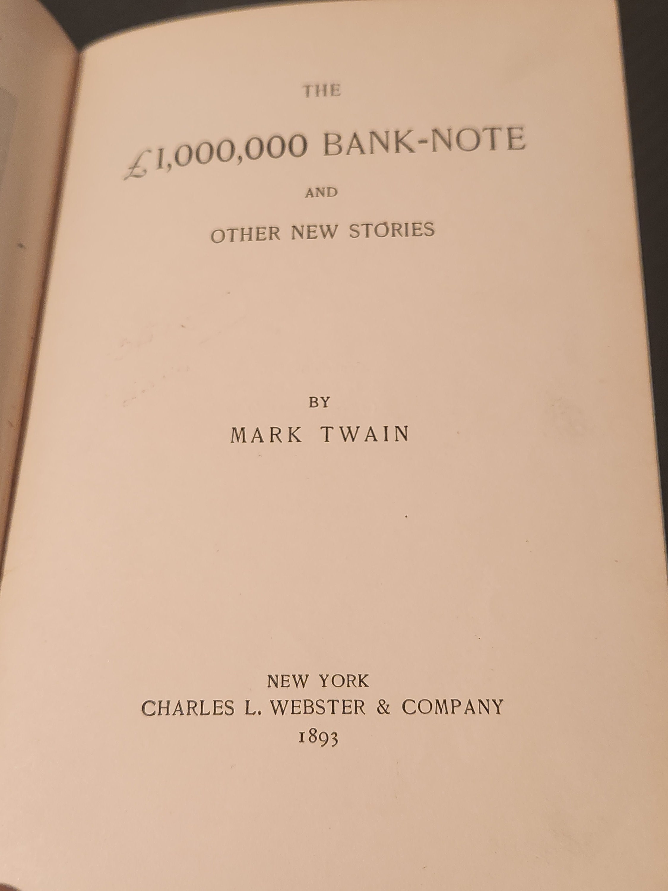 The One Million Pound Bank Note by Mark Twain 1893 - Etsy