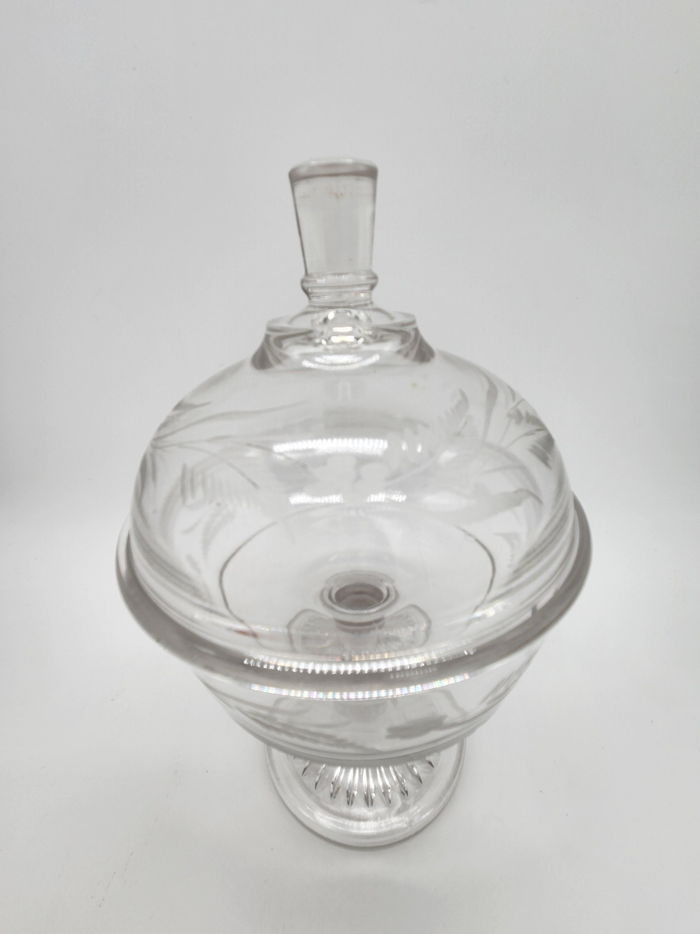 Glass Pedestal Lidded Candy Dish - Etsy