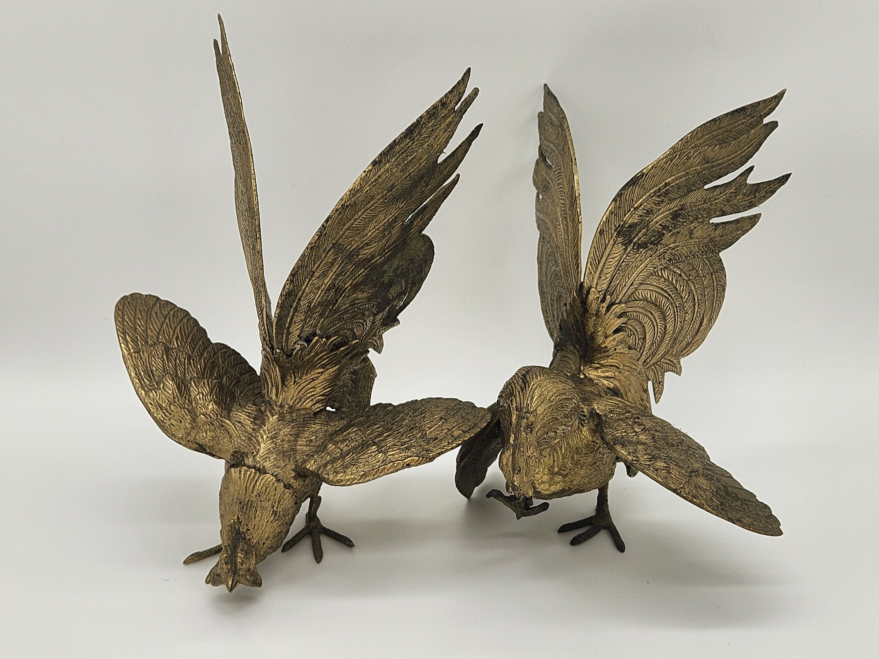 Vintage Brass Fighting Roosters - Etsy