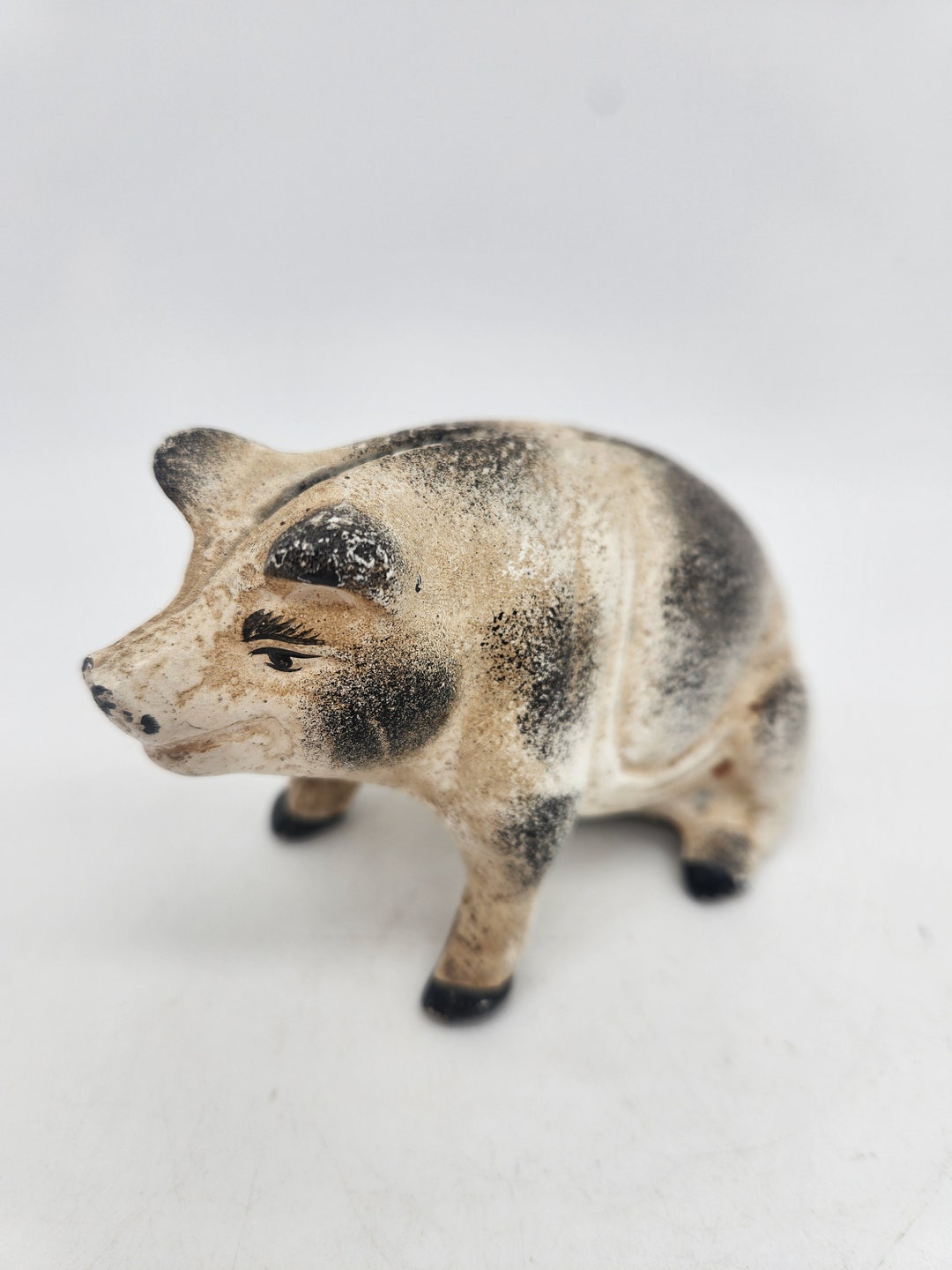 A C Williams Seated Pig Cast Iron Still Penny Bank 1920 Swine Pig Bank ...