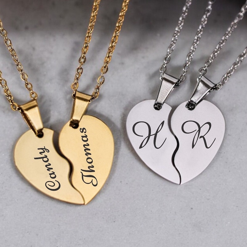 Split Heart Necklace - Etsy