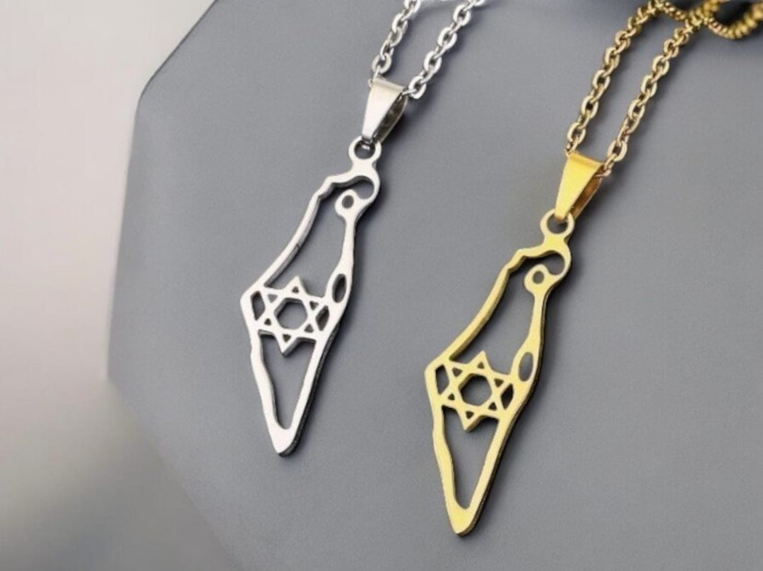 Custom Map Necklace-gold Necklace, Holy Land Pendant Necklace- Map ...