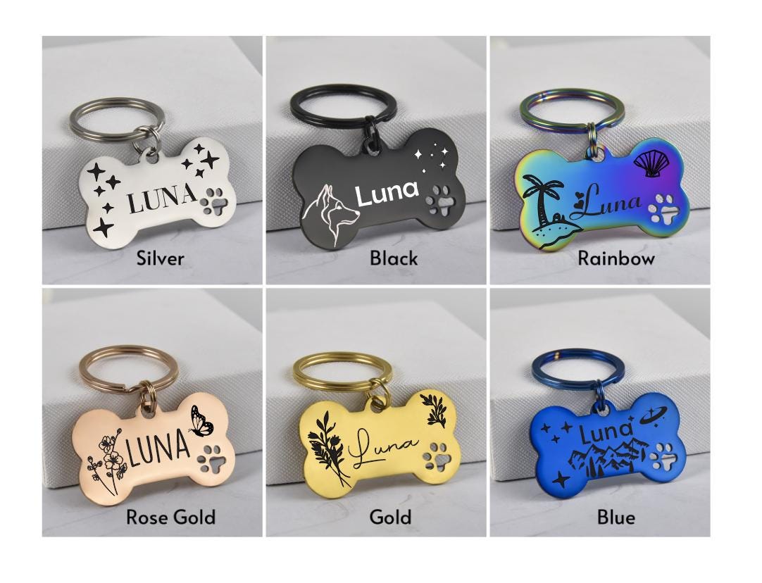 Cute Personalized Dog Tag, Custom Bone Dog Tag, Puppy Name Tag ...