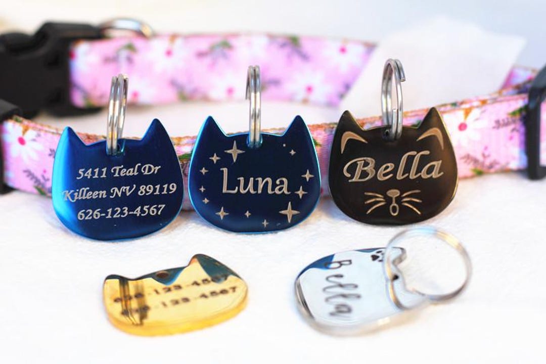 Pet Tag,cat ID Tag, Pet Cat Name Tag Cat Collar Tag-cat Head Tag ...