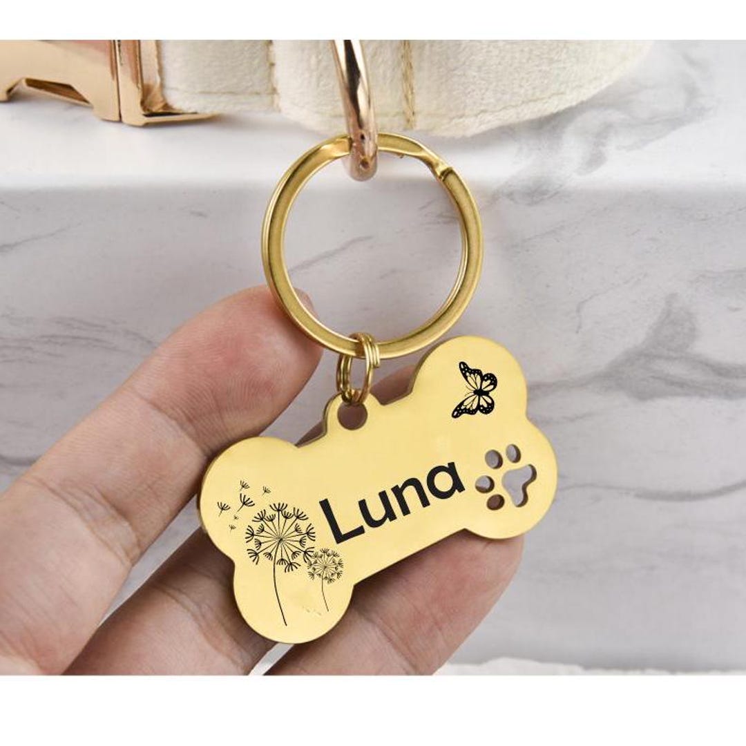 Personalized Bone-shaped Dog Tag: Engraved Stainless Steel Pet ID - Etsy