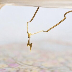 Upright Lightning Necklace, Gold Ligtning Necklace, Gold Choker ...