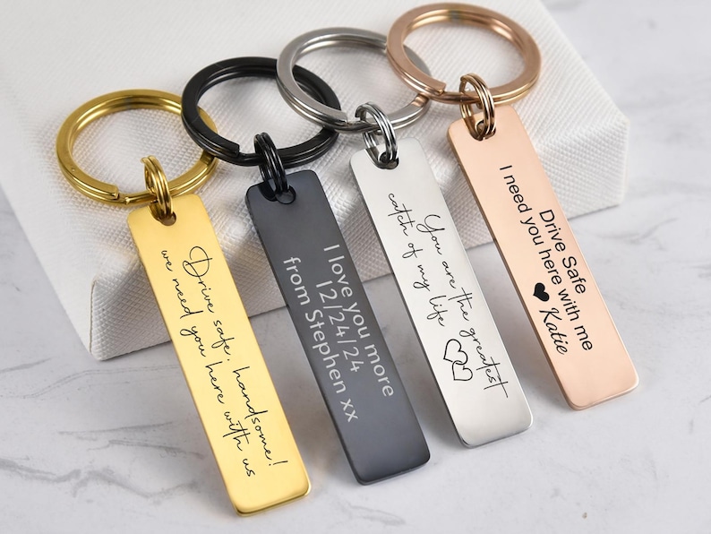 Personalized Keychain, Engraved Stainless Steel Rectangle Keychain ...