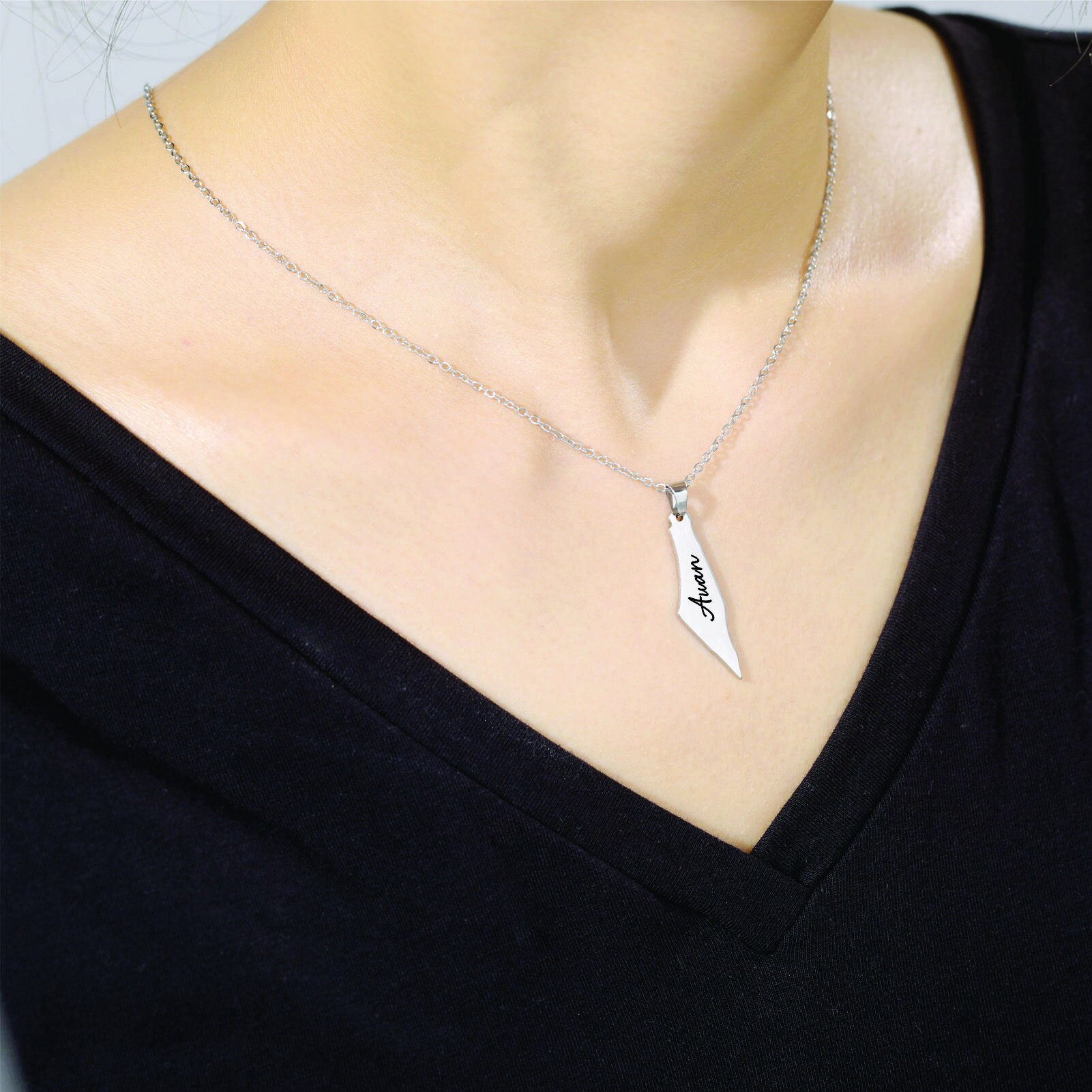 Custom Map Necklace-gold Map Necklace, Holy Land Pendant Necklace ...