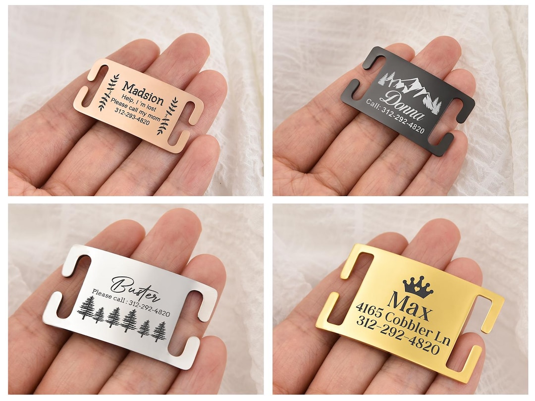 Personalized Silent Slide-on Dog Tag,engraved Pet ID, Silent Dog Tag ...