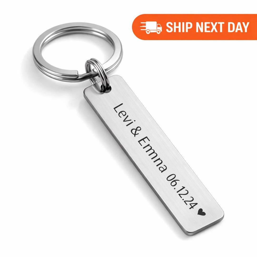Personalized Keychain, Engraved Stainless Steel Rectangle Keychain ...