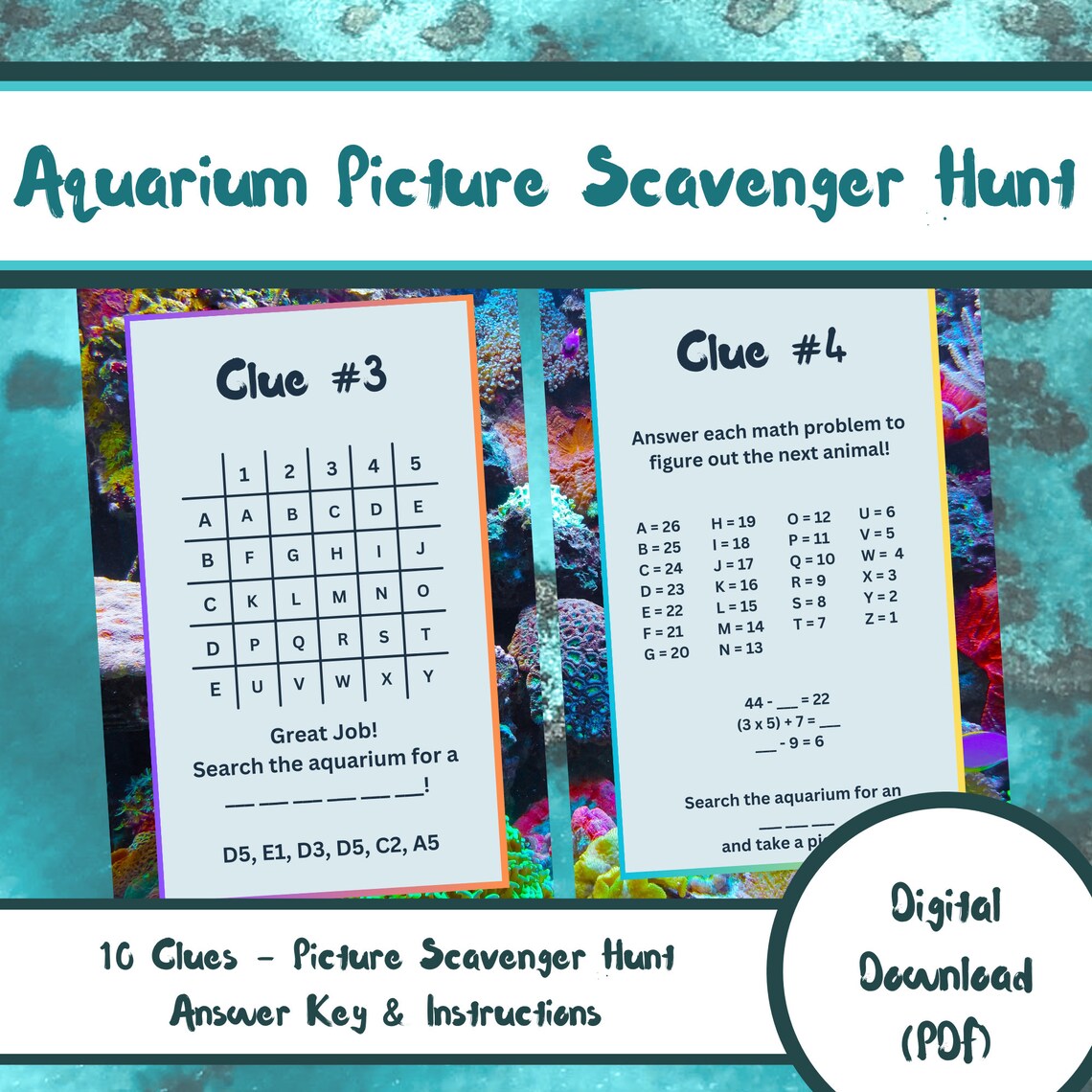 Aquarium Picture Scavenger Hunt - Indoor Treasure Hunt for Kids ...