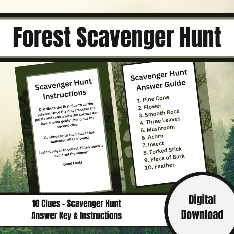 Summer Forest Scavenger Hunt With Clues and Ciphers - STEM Printable ...