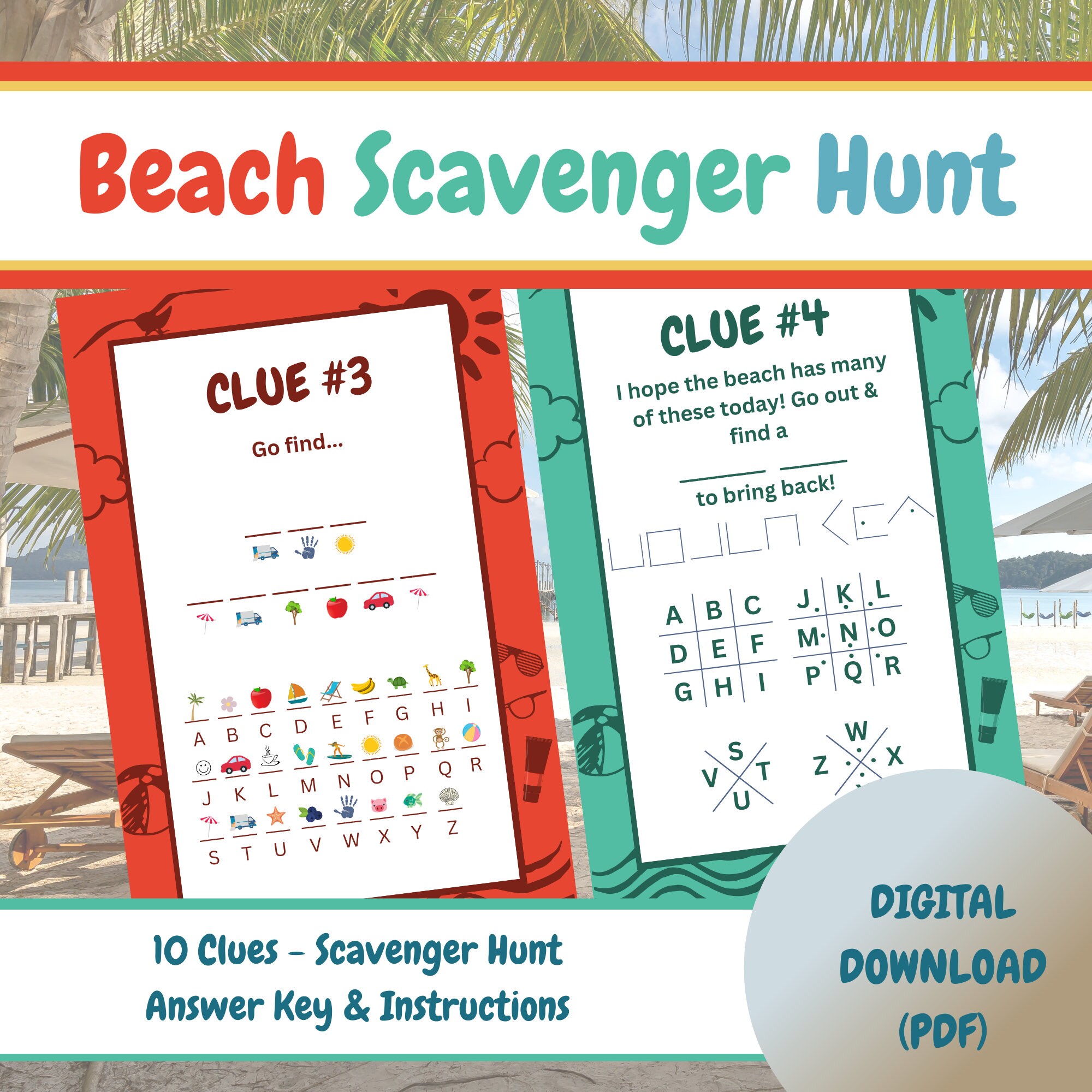 Beach Scavenger Hunt With Clues & Ciphers (PDF Download) - Etsy