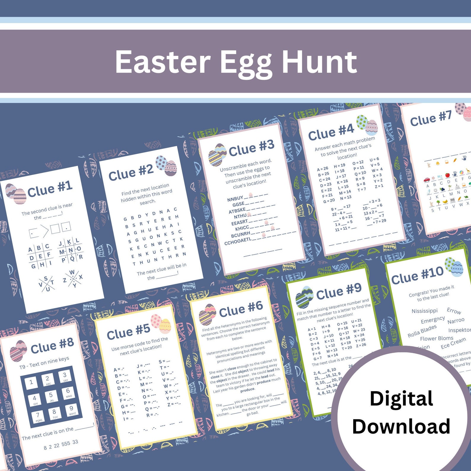 Easter Scavenger Hunt: Riddles, Puzzles, Clues (PDF Download) - Etsy