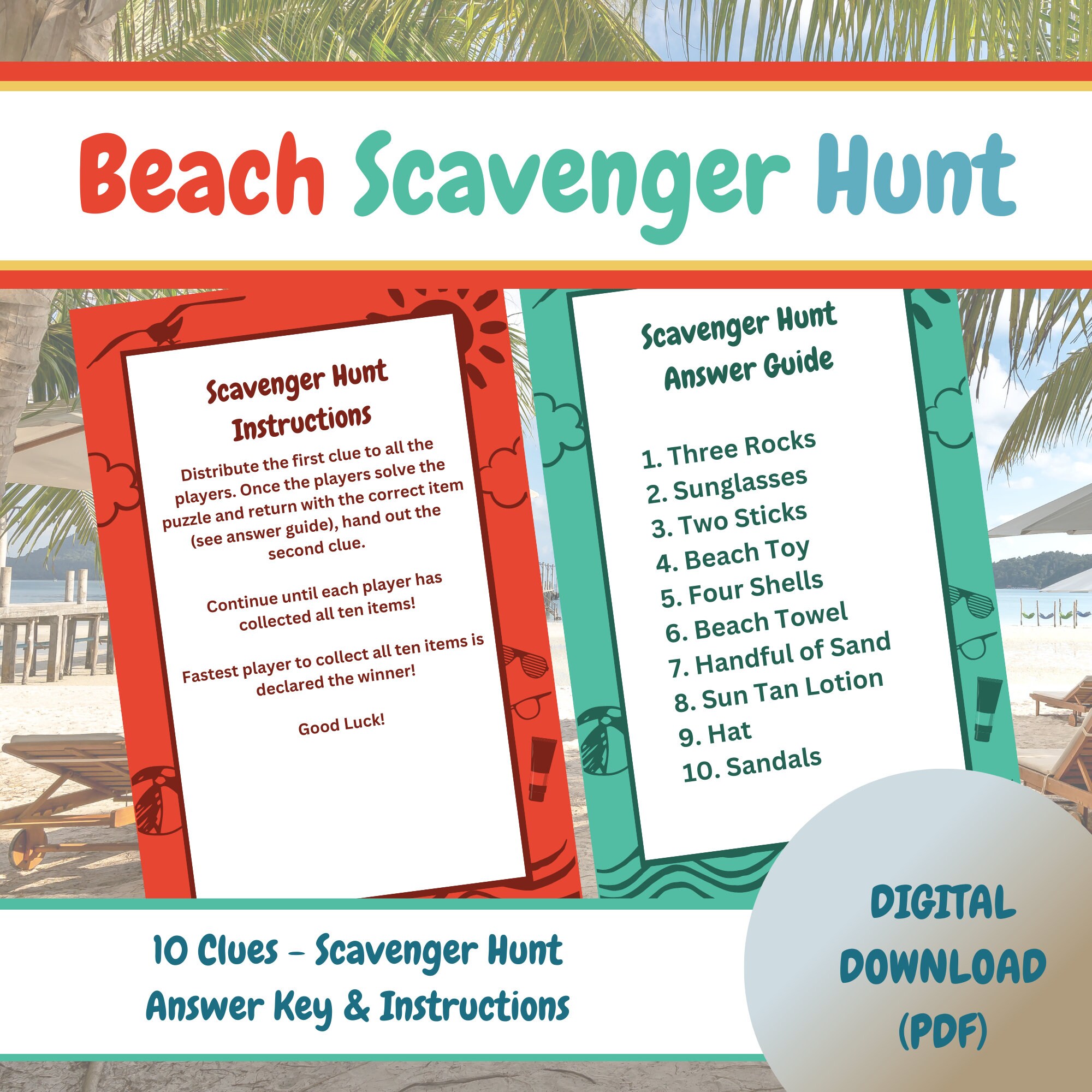Beach Scavenger Hunt With Clues & Ciphers (PDF Download) - Etsy