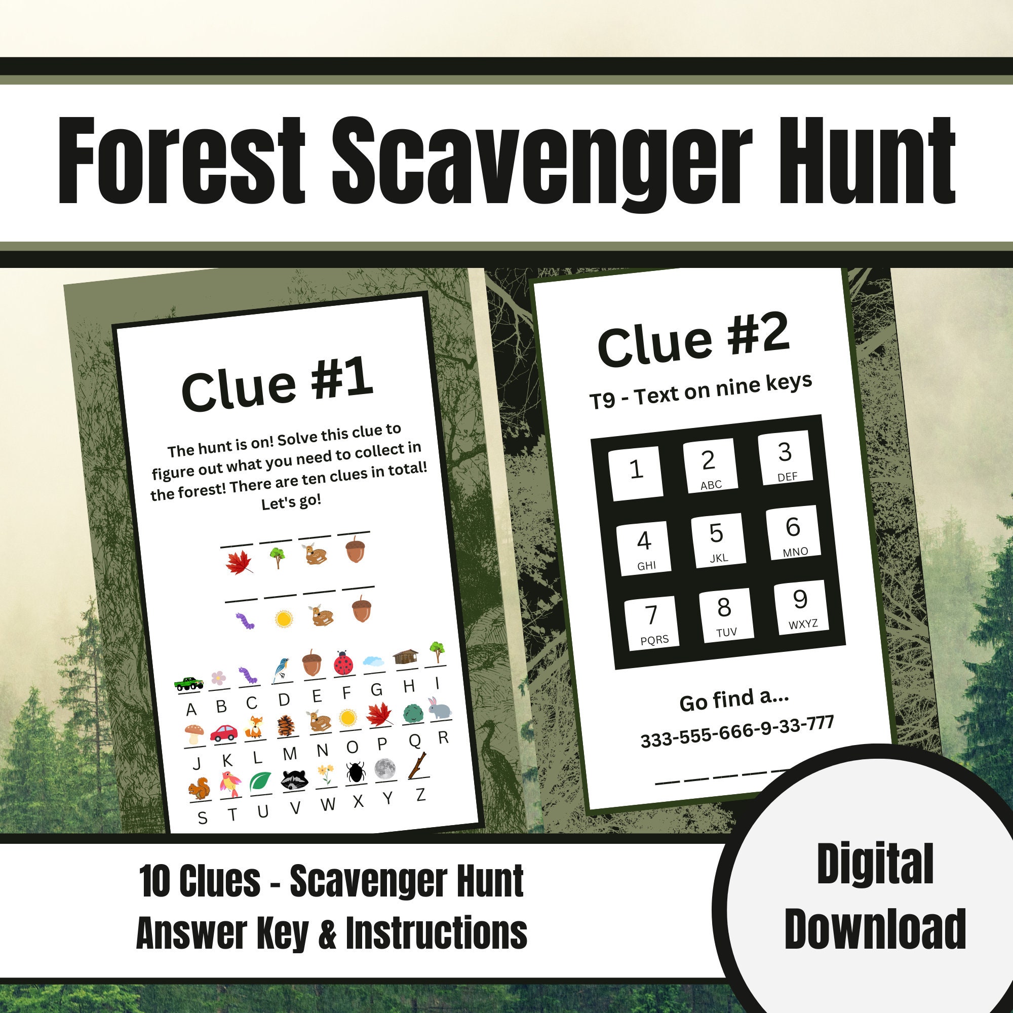 Summer Forest Scavenger Hunt With Clues and Ciphers STEM Printable ...