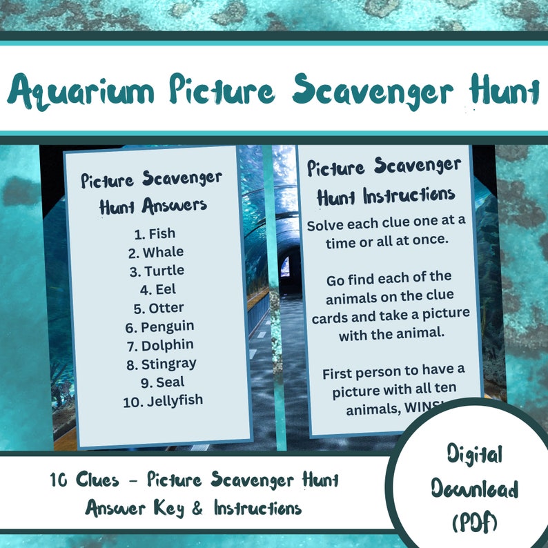 Aquarium Picture Scavenger Hunt: Family STEM Activity (PDF Download) - Etsy