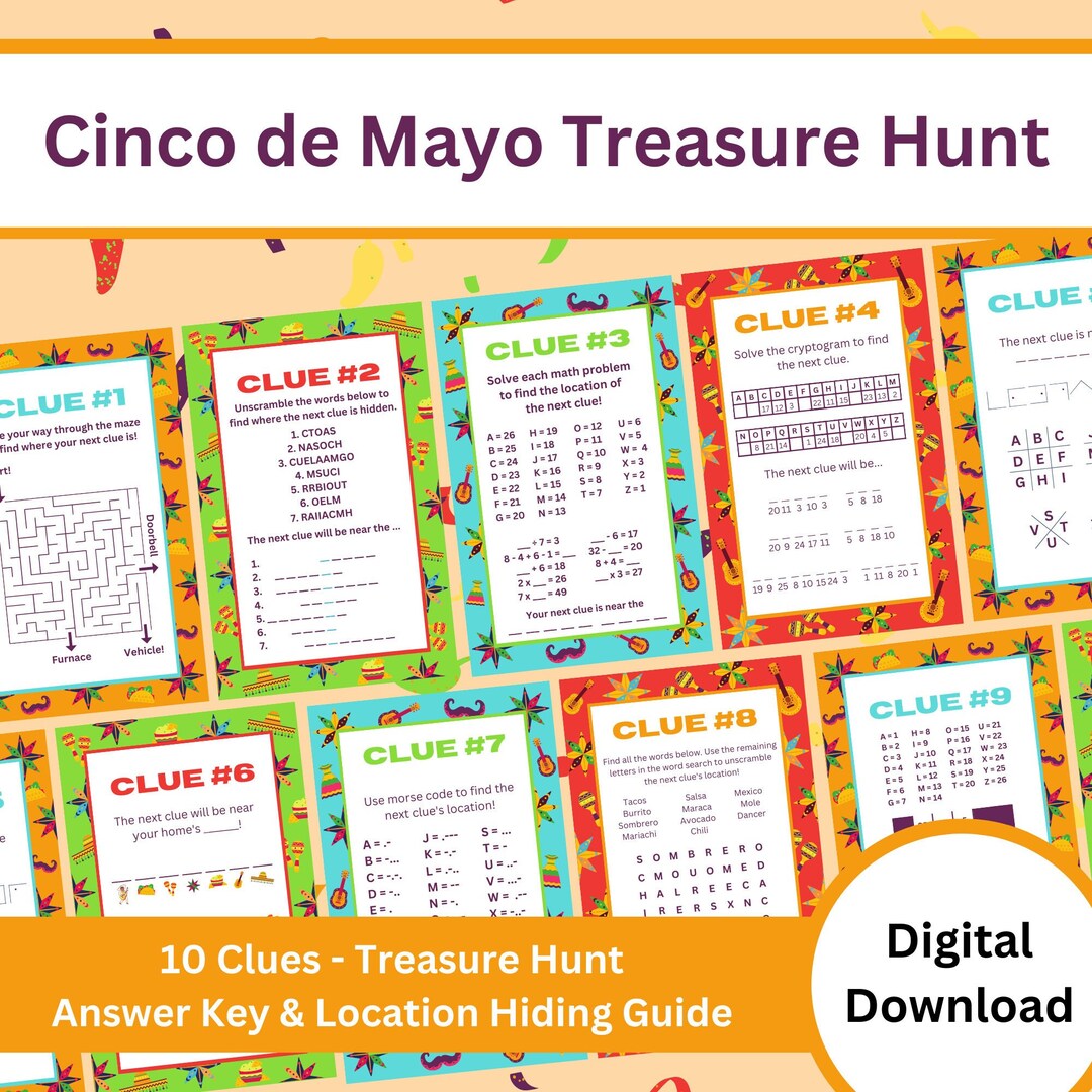 Cinco De Mayo Treasure Hunt for Older Kids - Cinco De Mayo Scavenger ...