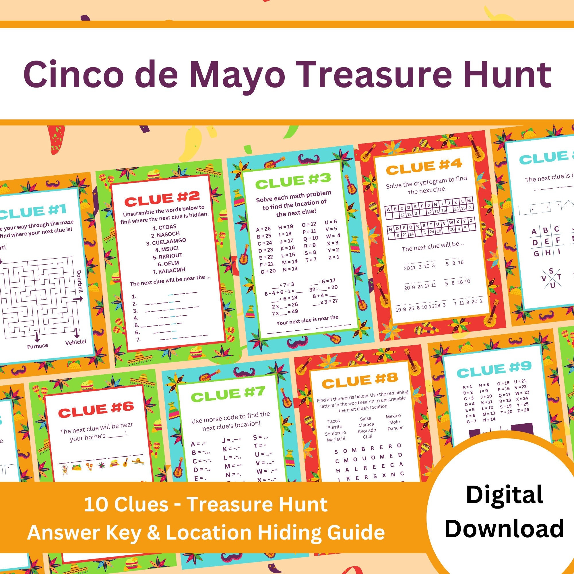 Cinco De Mayo Treasure Hunt for Older Kids - Cinco De Mayo Scavenger ...
