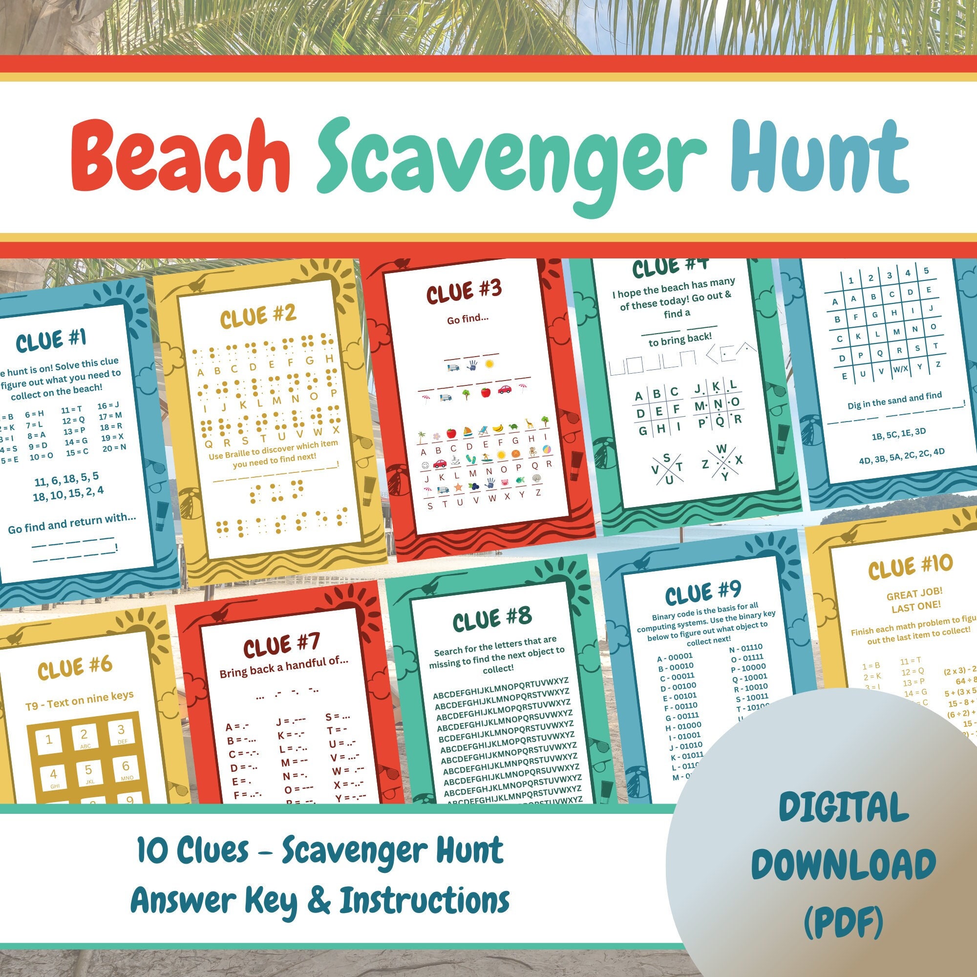 Beach Scavenger Hunt With Clues & Ciphers (PDF Download) - Etsy