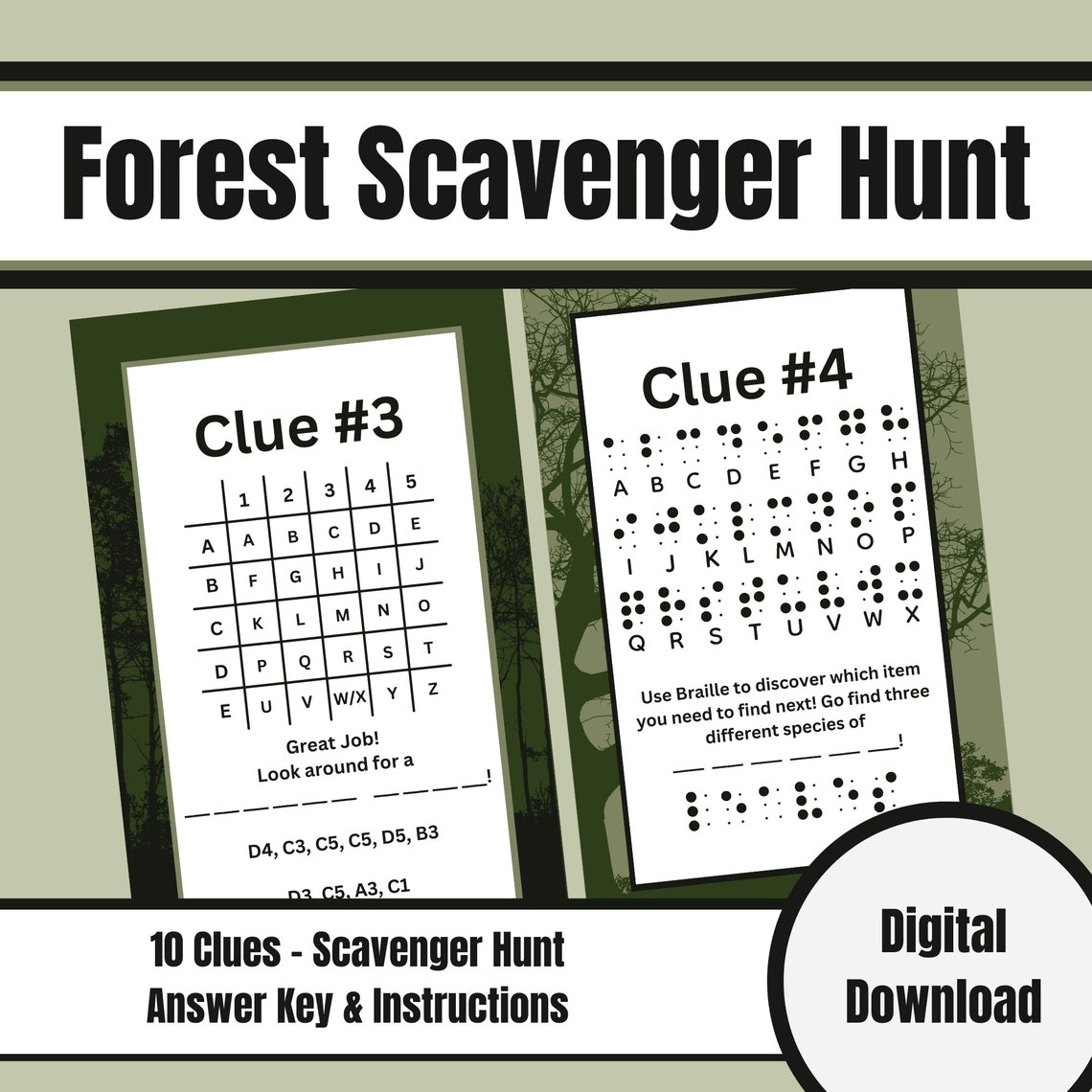 Summer Forest Scavenger Hunt With Clues and Ciphers - STEM Printable ...