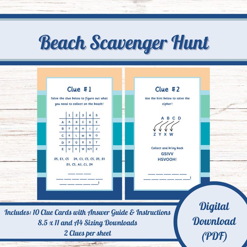 Beach Scavenger Hunt: STEM Riddles & Puzzles (PDF Download) - Etsy
