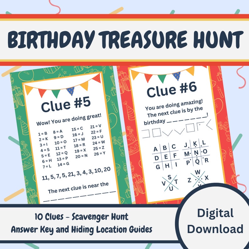 Birthday Party Treasure Hunt - Birthday Game Activity - Printable Party ...