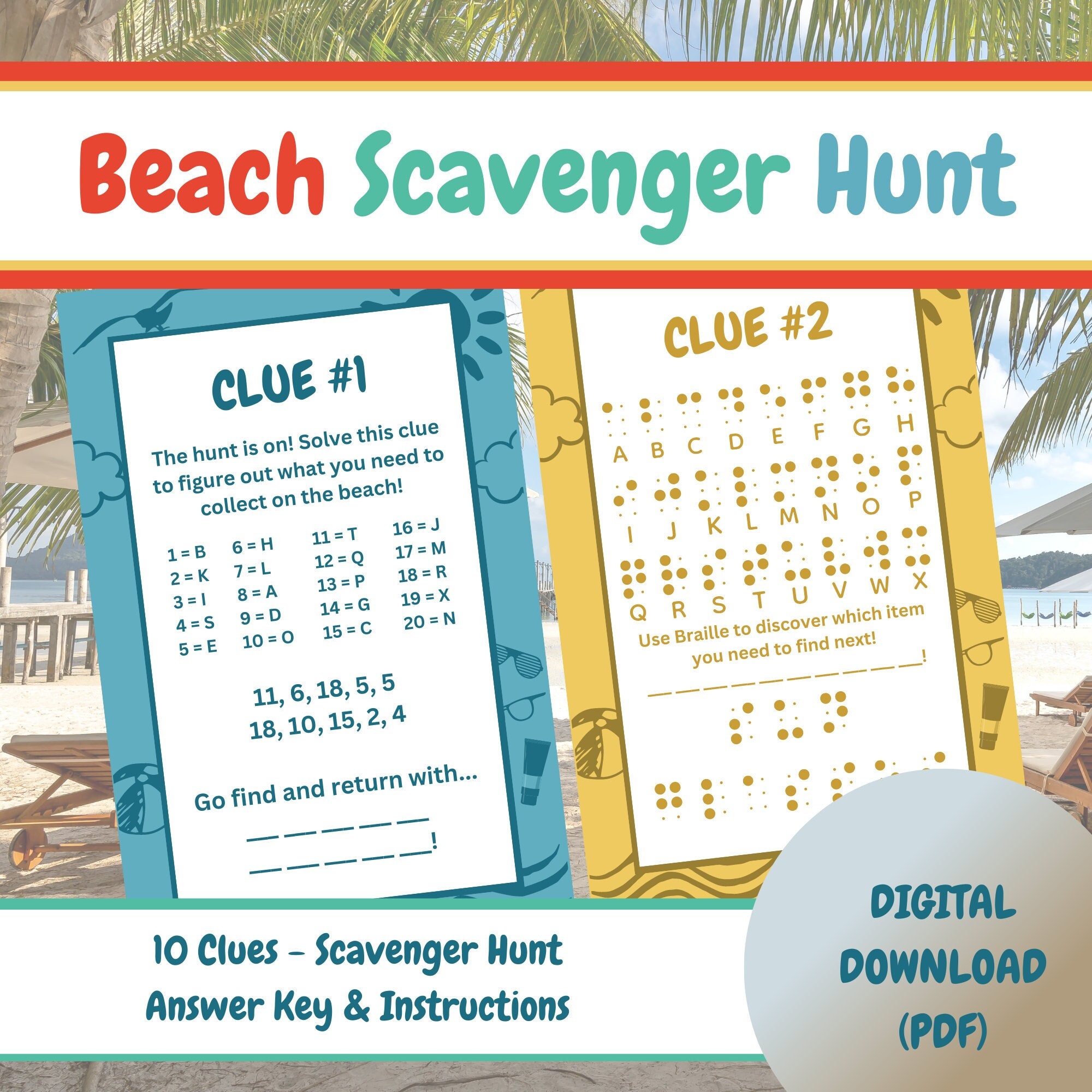 Beach Scavenger Hunt With Clues & Ciphers (PDF Download) - Etsy