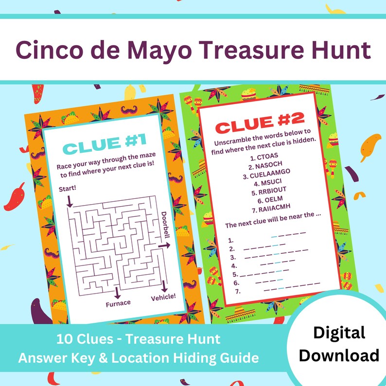 Cinco De Mayo Treasure Hunt for Older Kids - Cinco De Mayo Scavenger ...