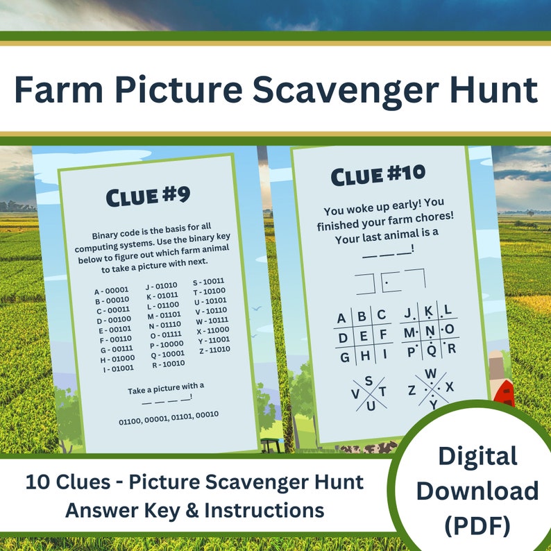 Farm Picture Scavenger Hunt With Clues and Ciphers - STEM Printable ...