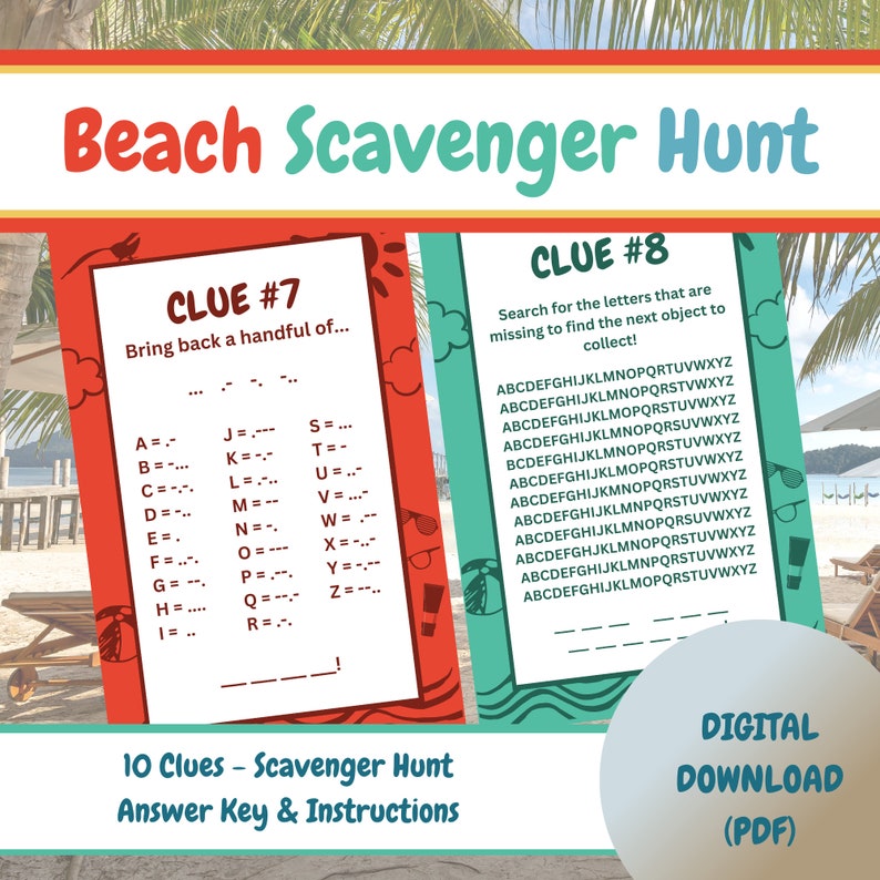 Beach Scavenger Hunt With Clues & Ciphers (PDF Download) - Etsy