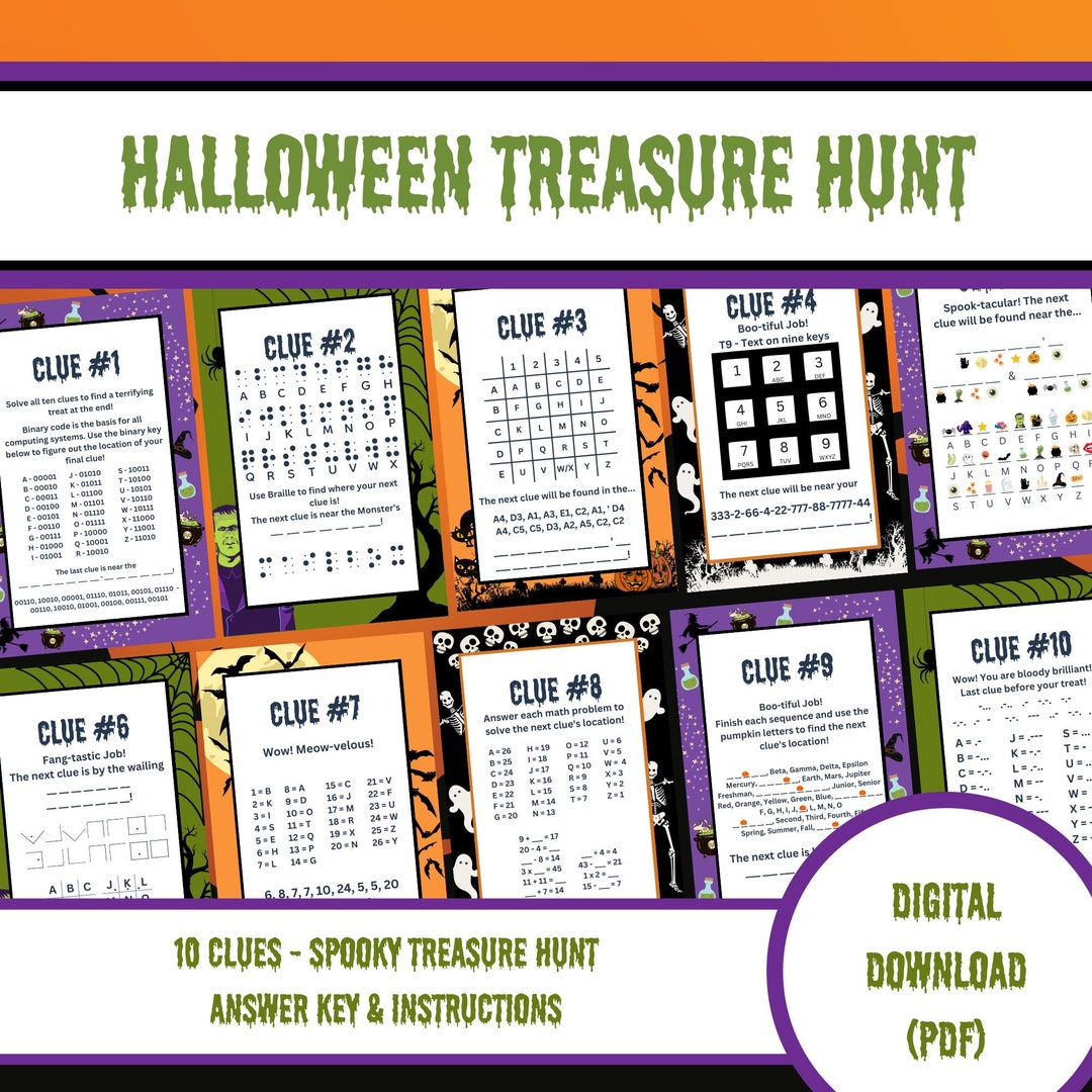 Halloween Treasure Hunt With Clues and Ciphers - STEM Printable Fall ...