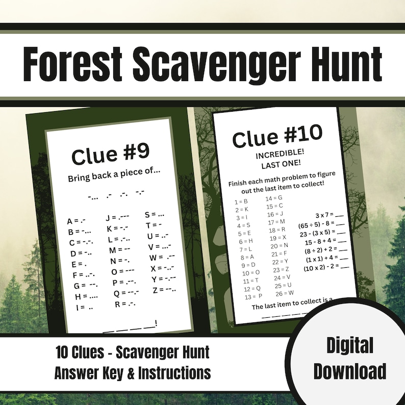 Summer Forest Scavenger Hunt With Clues and Ciphers - STEM Printable ...