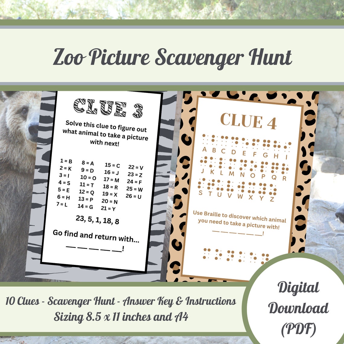 Zoo Picture Scavenger Hunt With Clues and Ciphers Summer - STEM ...