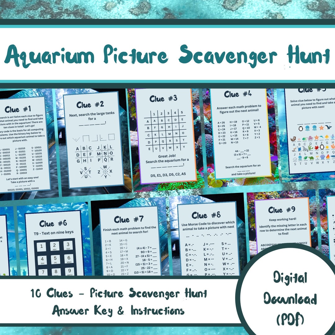 Aquarium Picture Scavenger Hunt - Indoor Treasure Hunt for Kids ...
